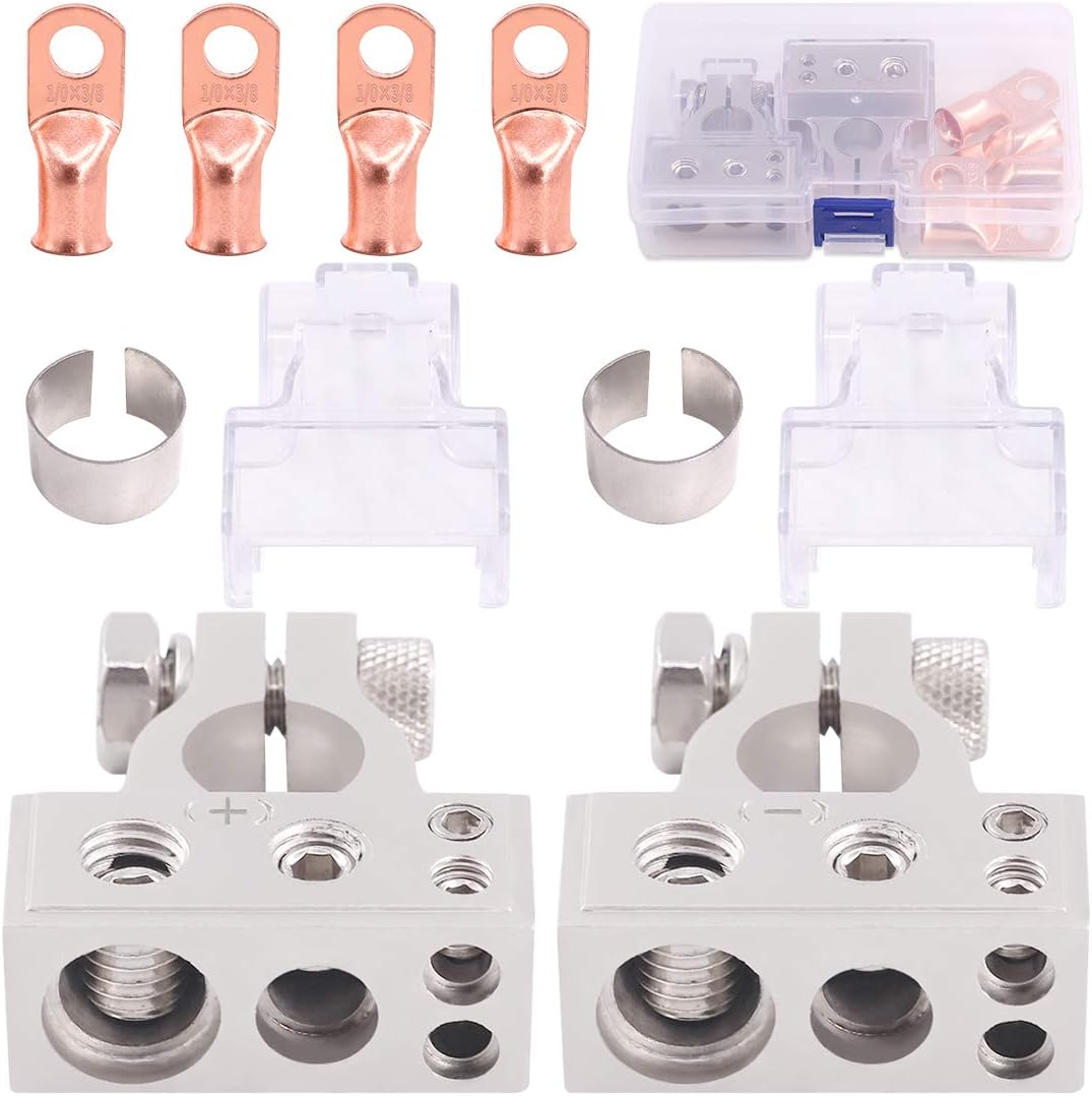 Glarks 8Pcs Silver Car Battery Terminal Connectors with Copper Wire ...