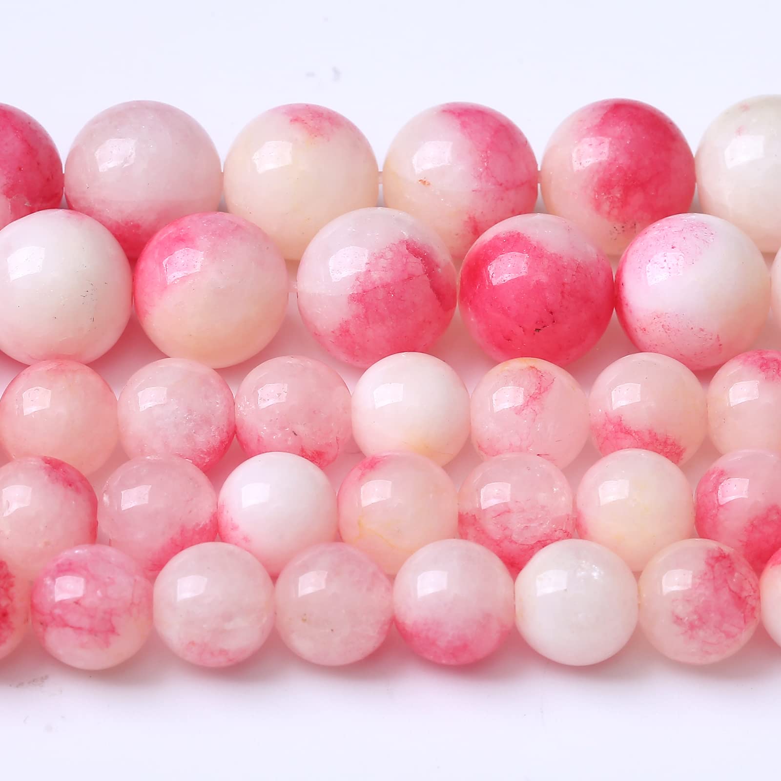 8mm 45pcs Natural Pink Tourmaline Jade Stone Beads for Jewelry Making ...