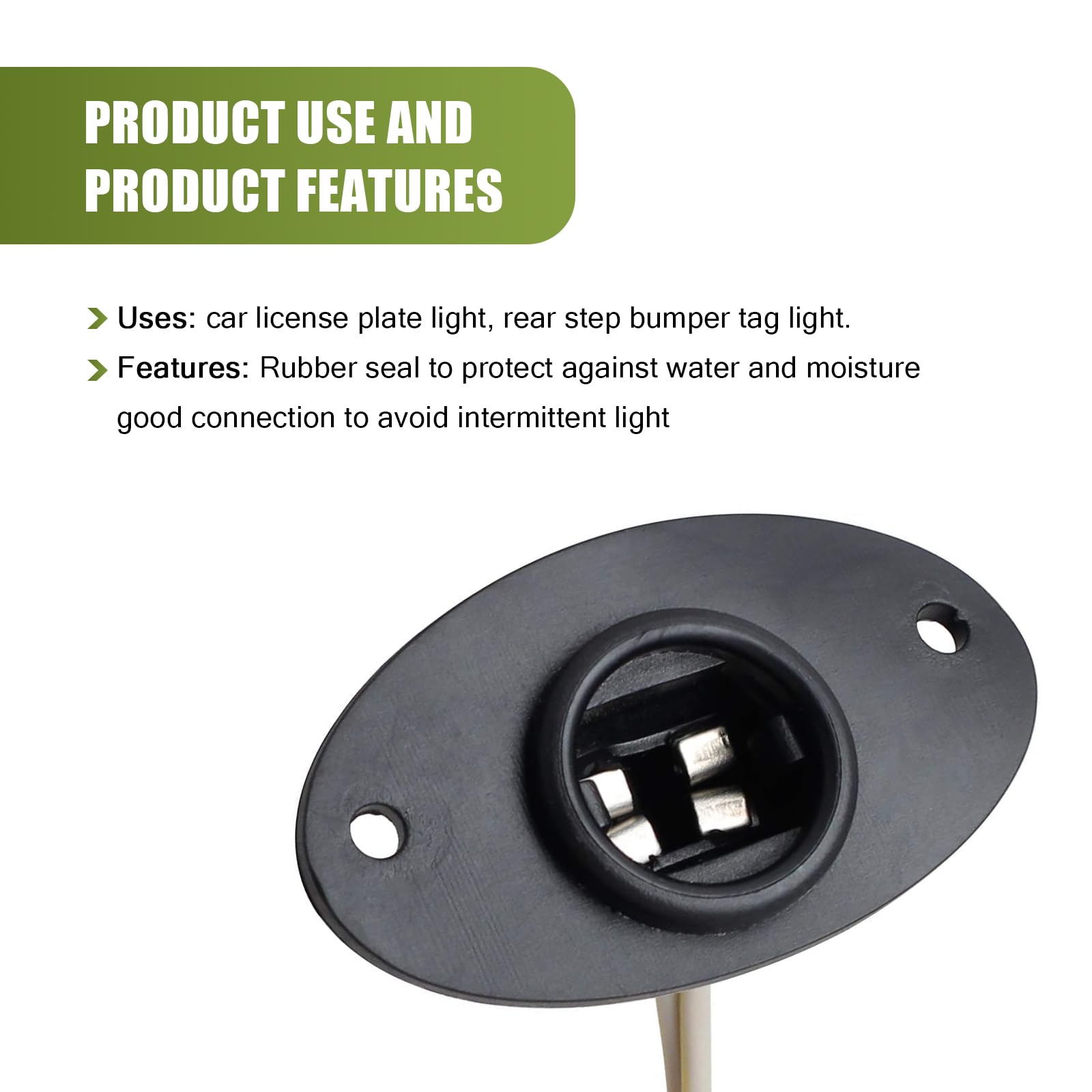 Snapklik.com : Yumfugu Pack-2 License Plate Light Socket Harness, Rear ...