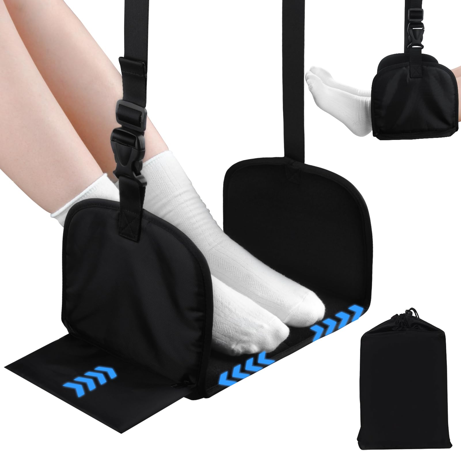 PENGARO Airplane Foot Rest, Widen Travel Foot Hammock Memory Foam Plane ...