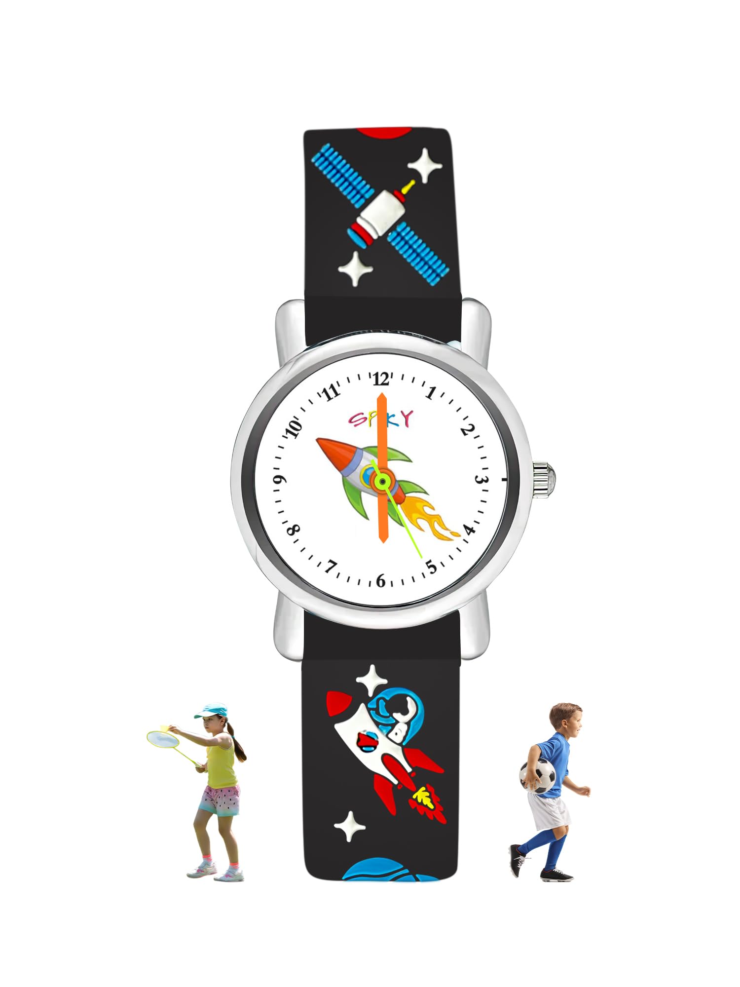 SPIKY Round Analog Watch for Kids (Black) | Astro Designer Printed ...
