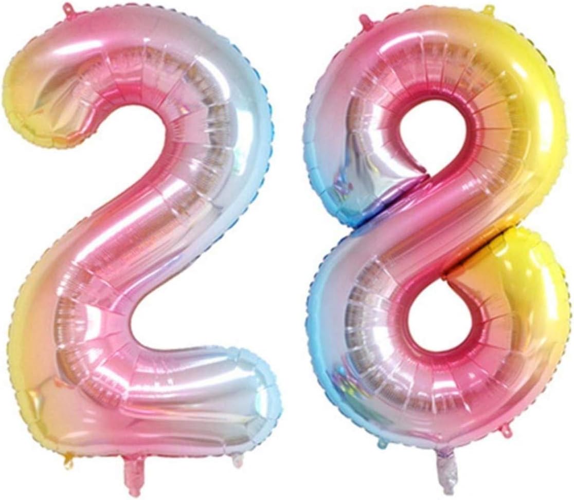 Amazon.com: ZIYAN 40 Inch Giant 28th Rainbow Number Balloons,Birthday ...
