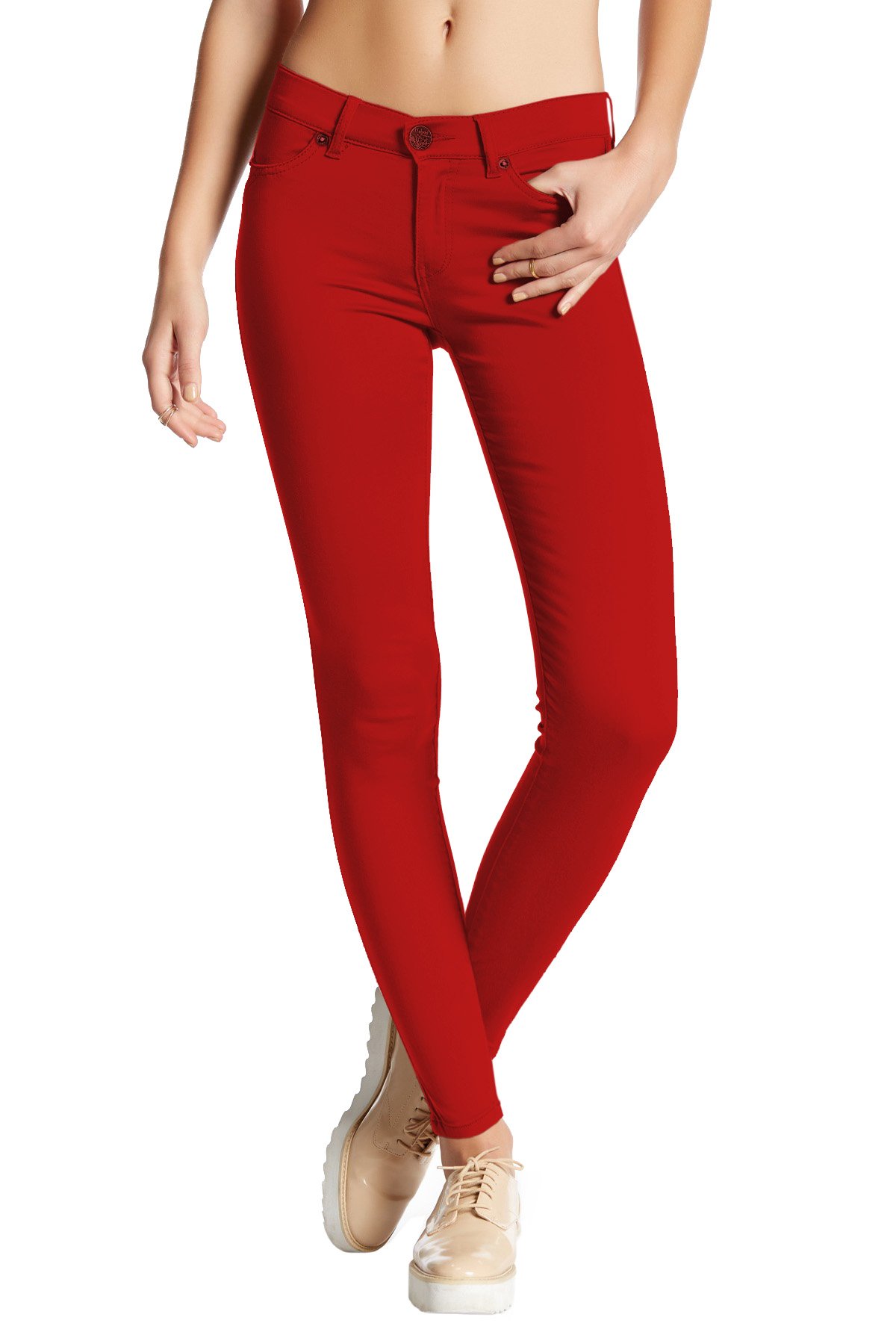 Womens Super Stretch Comfy Skinny Plus Hyper Pants P44876SK RED M Short