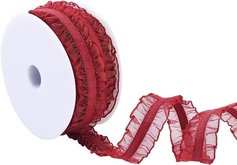 Amazon.com: FINGERINSPIRE 10 Yards Double Ruffle Lace Trim FireBrick 3/ ...