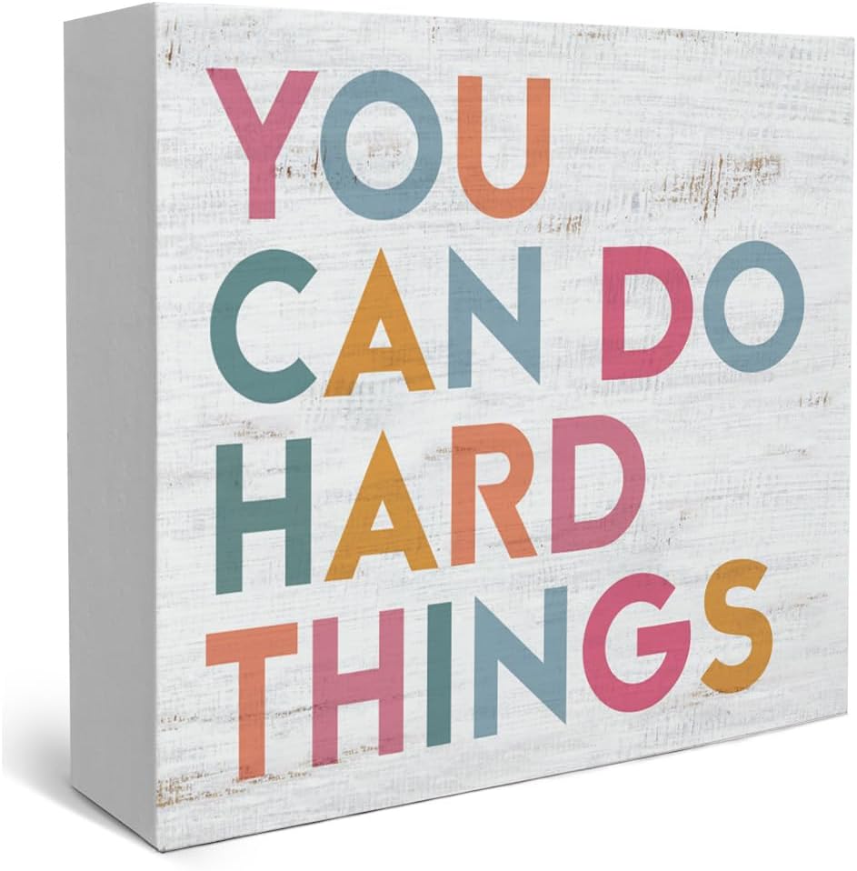 Amazon.com: Inspirational Quote You Can Do Hard Things Wood Box Sign ...