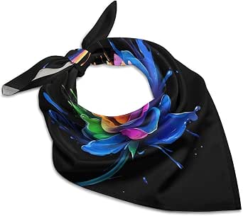 Colorful Paint Splash Rose Head Scarf for Women Hair Square Scarves ...