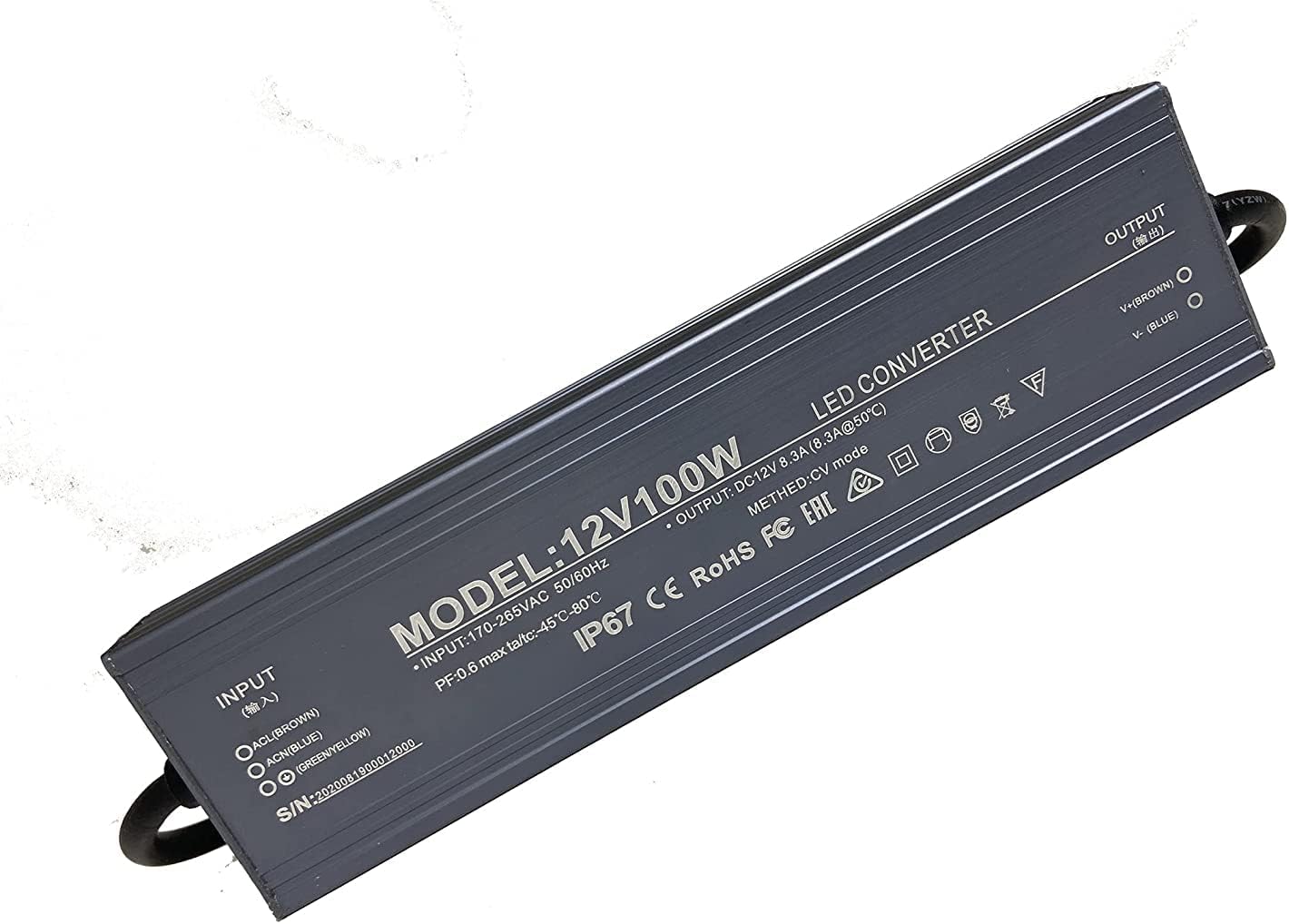 Waterproof LED Driver 100 Watts - 240V AC to 12V DC, LED Power Supply ...