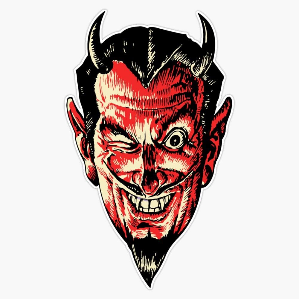 Amazon.com - Creepy Black and White Demon Devil Head Cartoon Vinyl ...