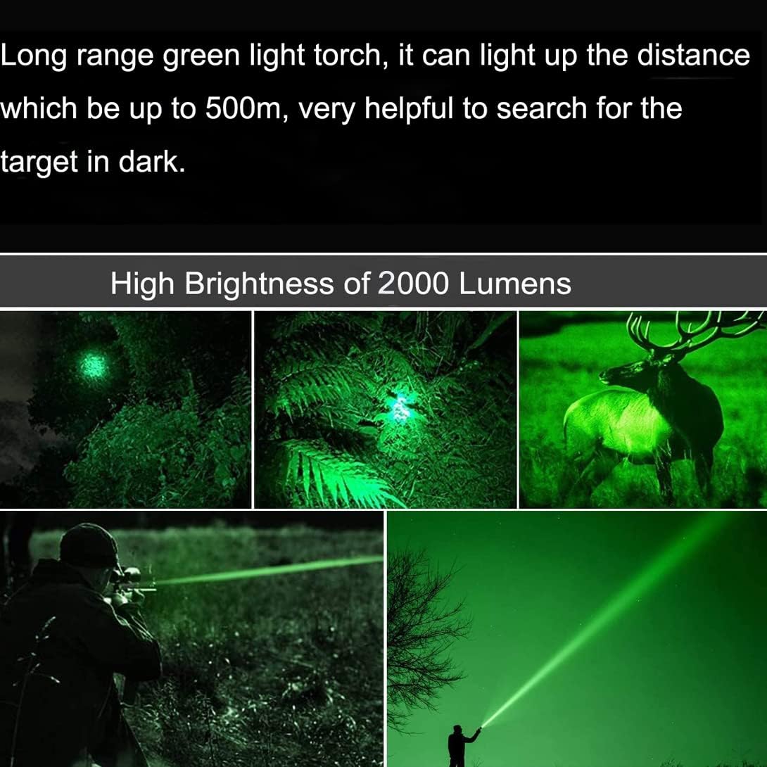 Green Hunting Torch 2000 Lumens 350 Yards Long Range Tactical Torches ...