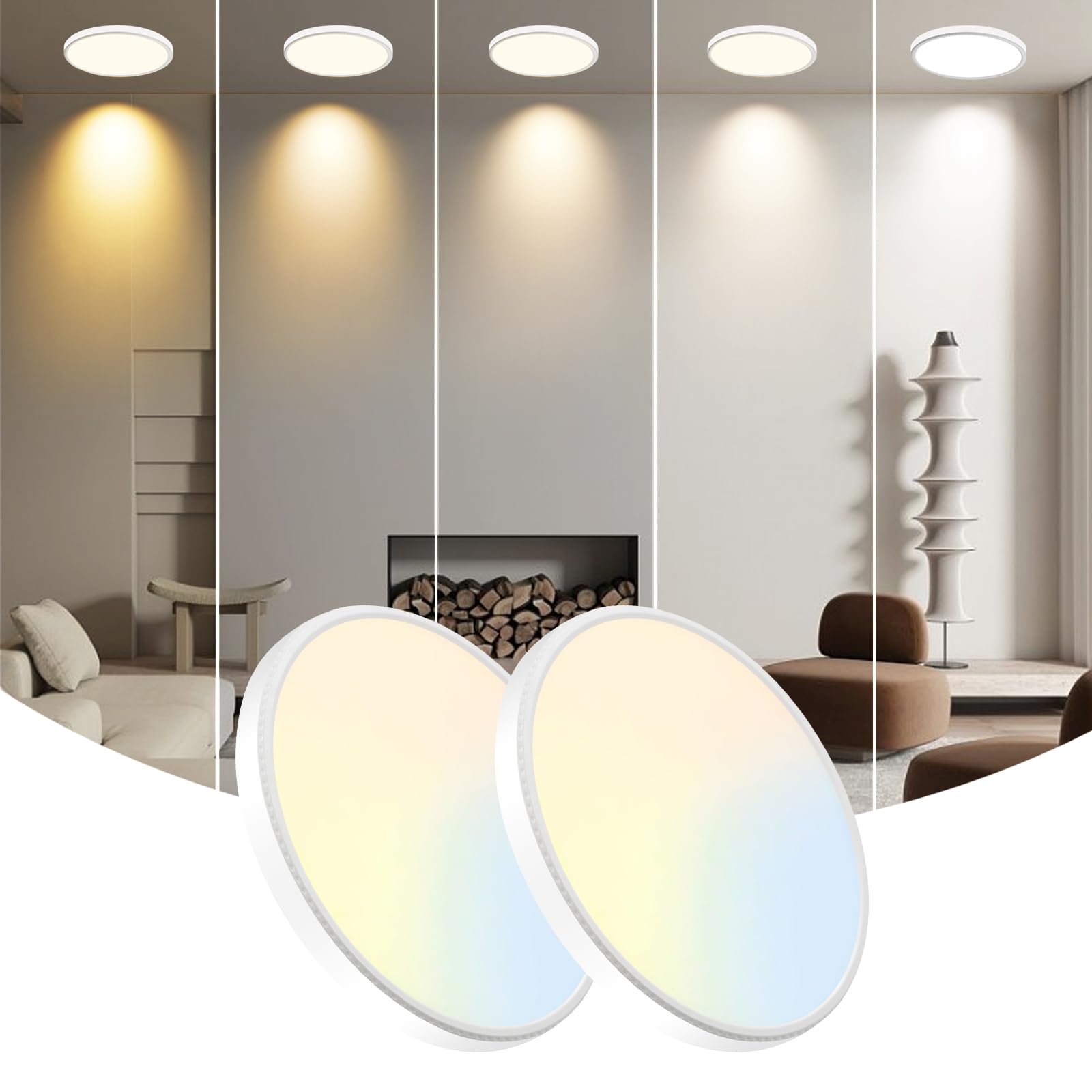 WKONCLDY 7.5Inch LED Ceiling Lights, 5 Colors Selectable (3000K/3500K ...