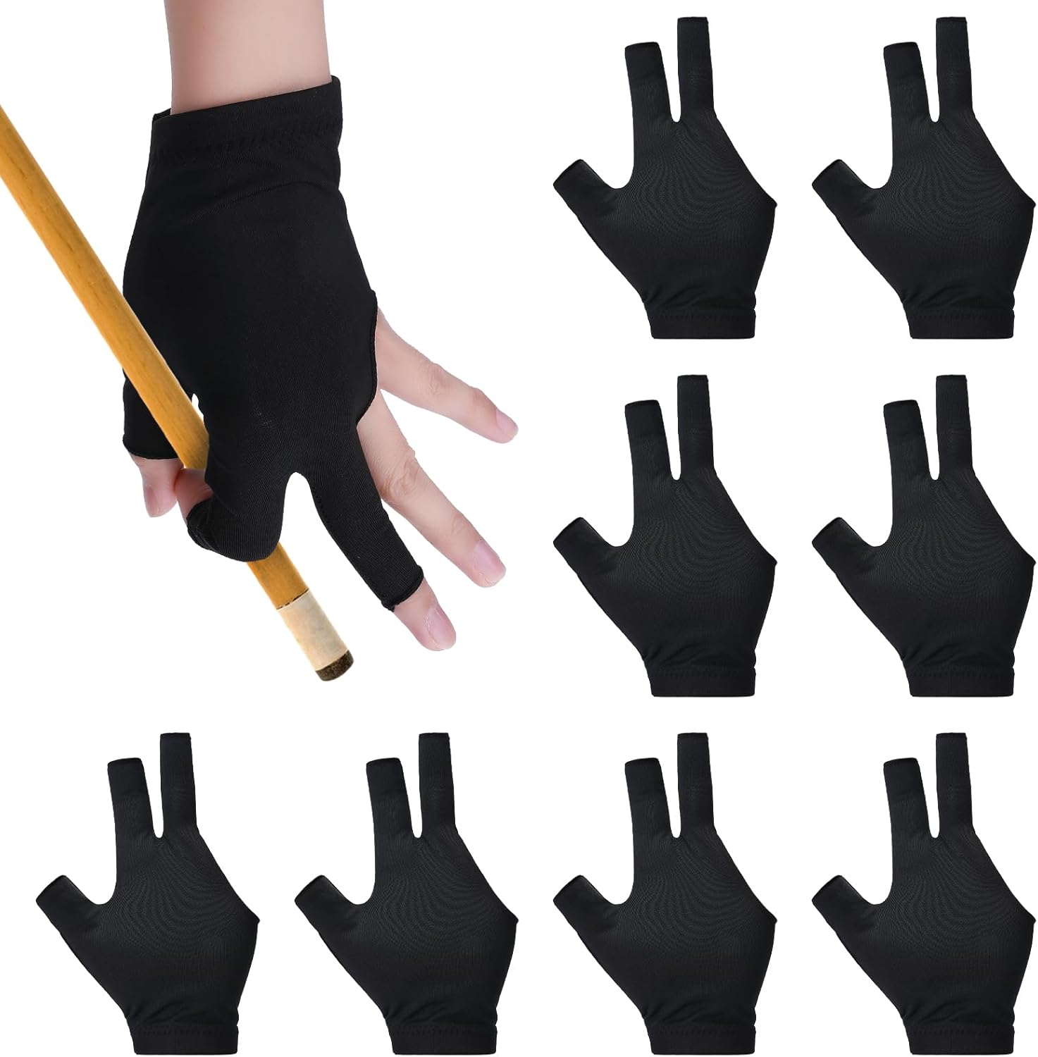 Amazon.com : 3 Fingers Pool Gloves, 8 Pieces Billiard Gloves Cue ...