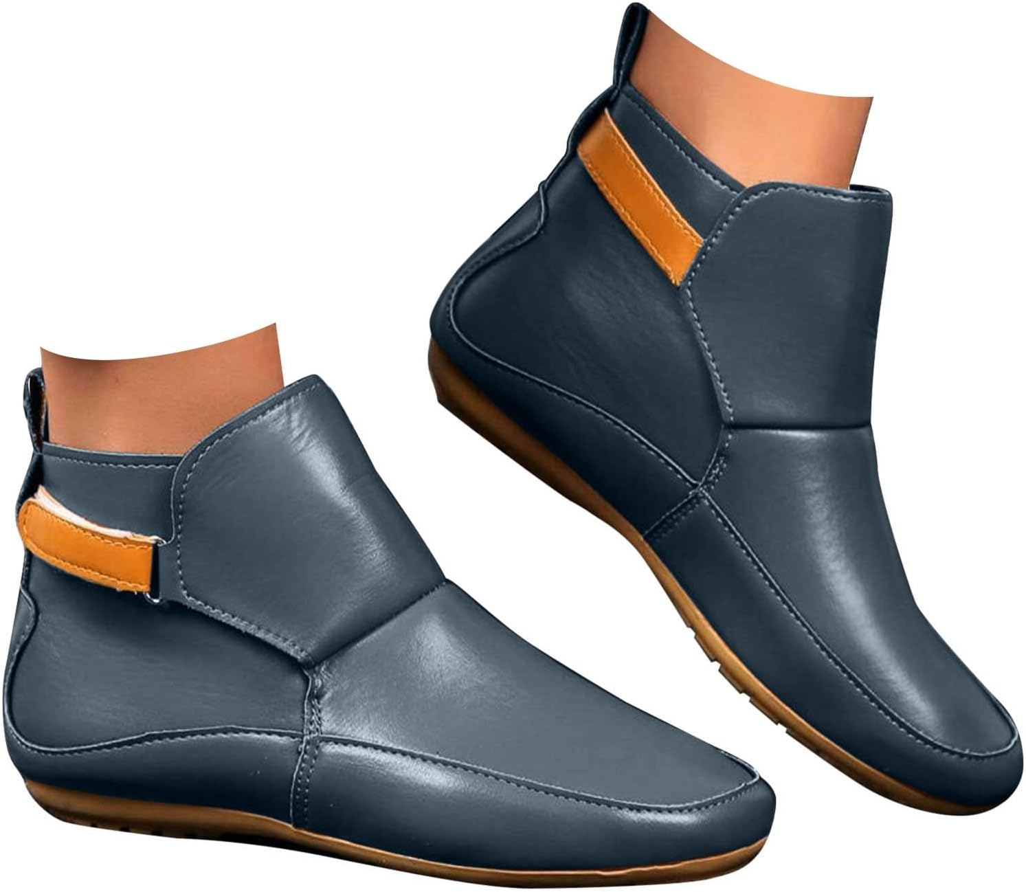 Amazon.com | Women Ankle Boots Arch Support Wide Width Flat Heel Retro ...