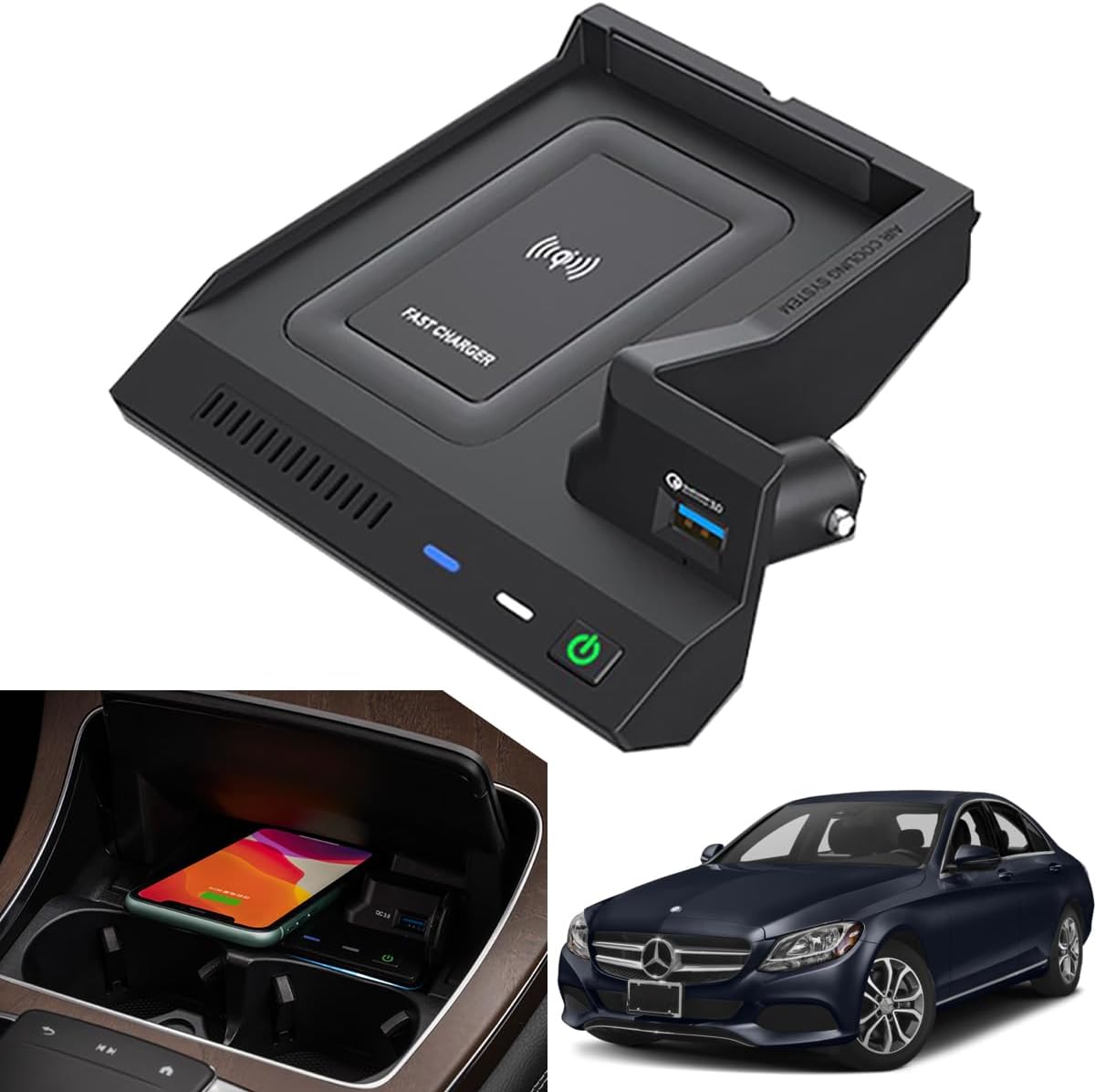 Amazon.com: ZChan Wireless Car Charger Fit for Mercedes-Benz C/GLC/AMG ...