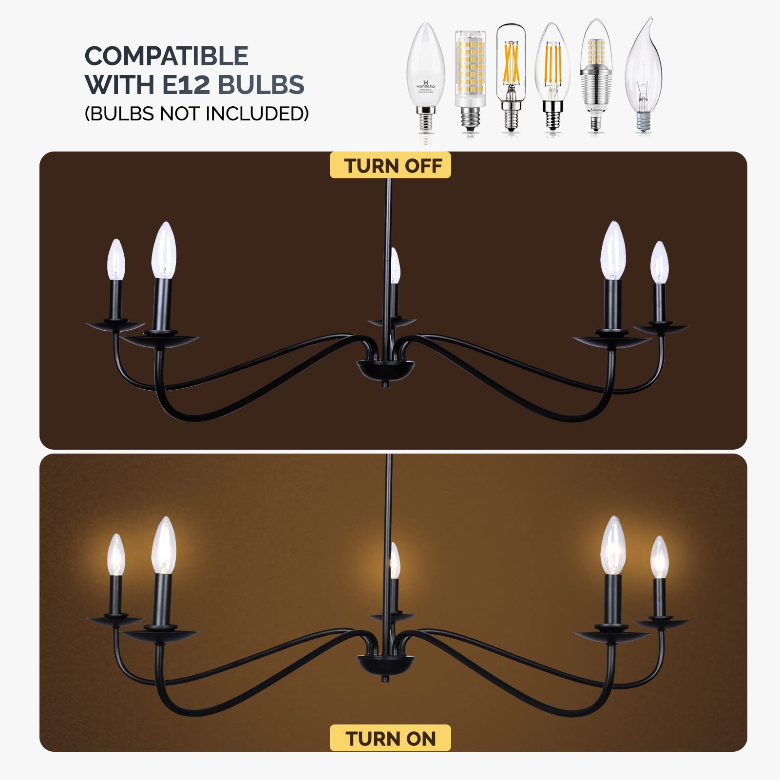( similar) , Black Chandeliers for Dining Room, 5 Lights Pendant Light ...