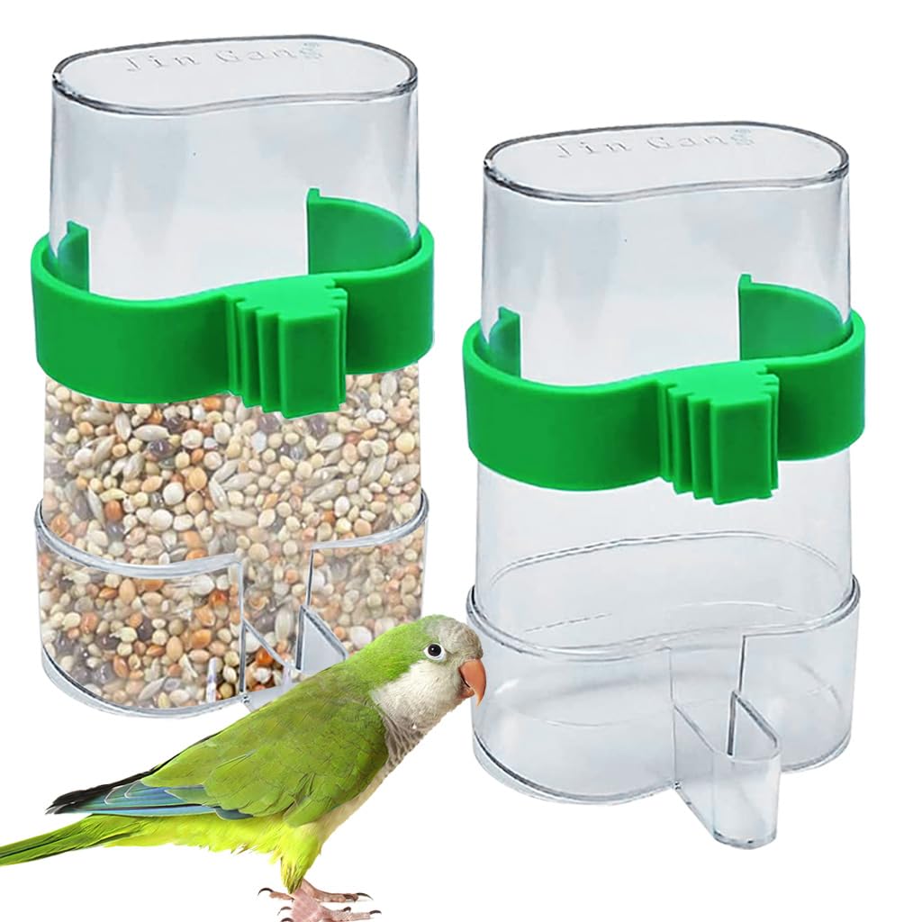 Qpets® Bird Feeder for Cage 2Pcs Bird Feeder Transparent Bird Feeder ...