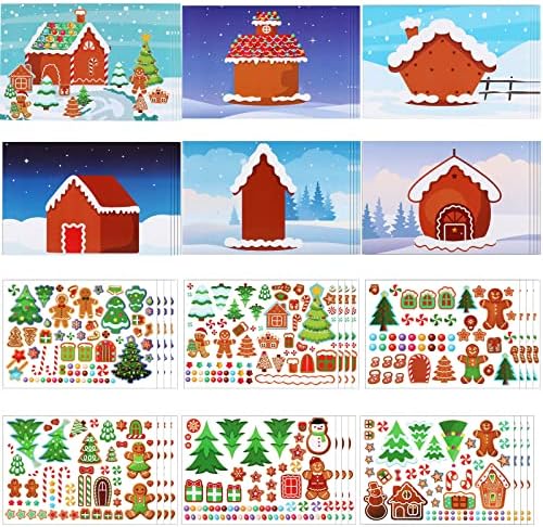 Amazon.com: 48 Sheets Make-a-Gingerbread House Stickers for Kids DIY ...