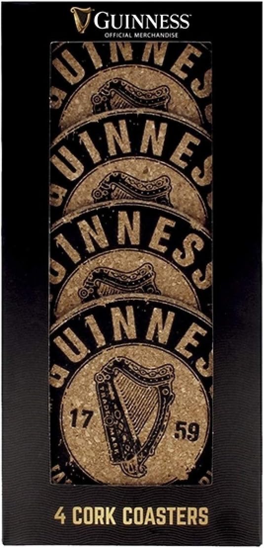 Guinness Coaster Set with Holder - 4 Pack, Beer Barrel Wood Design ...