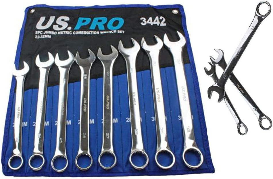 US PRO 6 Piece Super Jumbo Combination Spanner Set Wrench 33-50mm B1866 ...