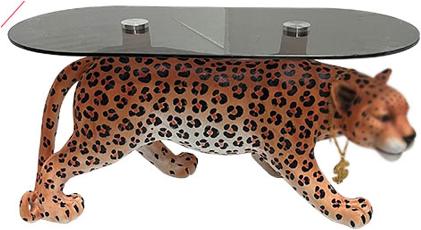 Amazon.com: Creative Minimalist Leopard Coffee Table - Glass Oval ...