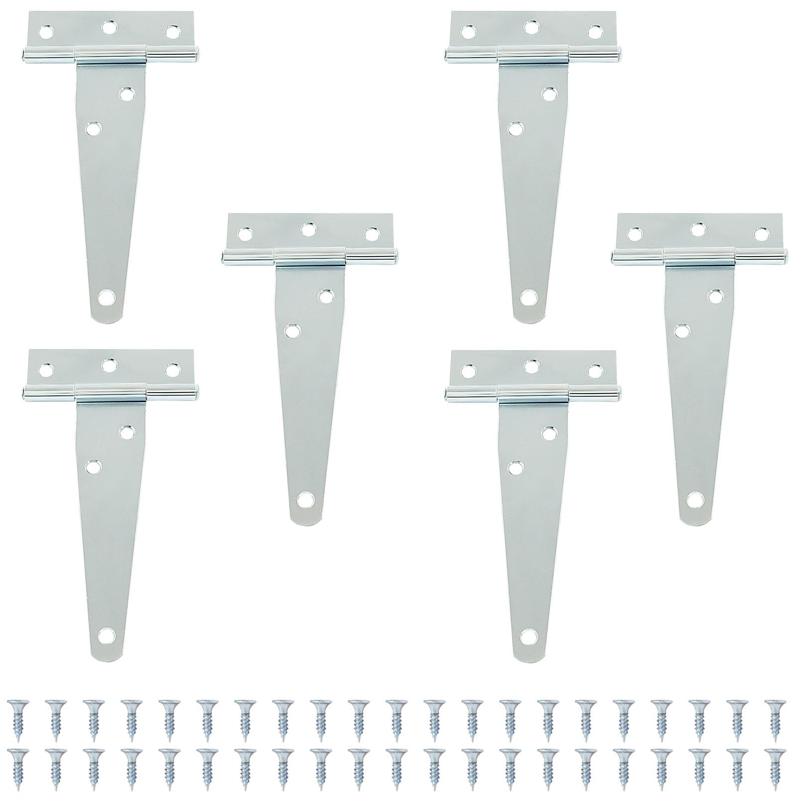 Murtenze 6Pack 4 Inch Silver T-Strap Shed Hinge,Barn Door Hinges Heavy ...
