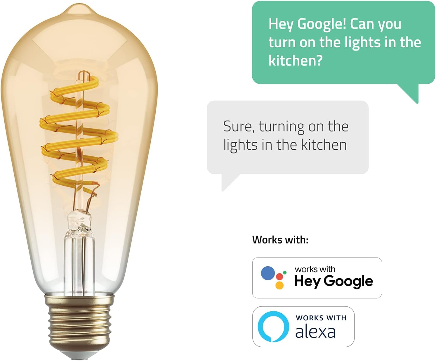 Hombli Smart Filament Bulb E27 ST64 – Amber – Edison – Warm White Light ...