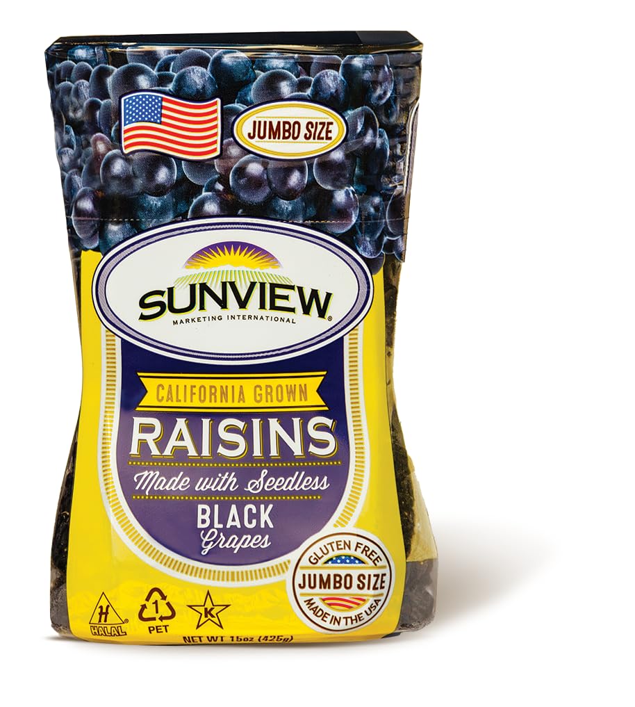 Amazon.com: Sunview Jumbo Black Raisins 3-15oz Canisters : Grocery ...