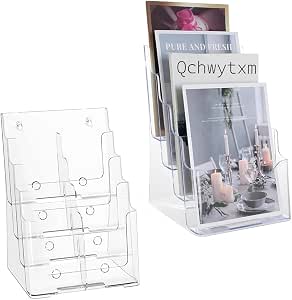2 Pack Acrylic Brochure Holder 8.5 X 11 Inches 4 Tier Clear Flyer ...