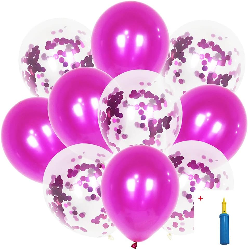 Amazon.com: 50pcs Confetti Latex Balloons and Clear Balloons + Balloon ...