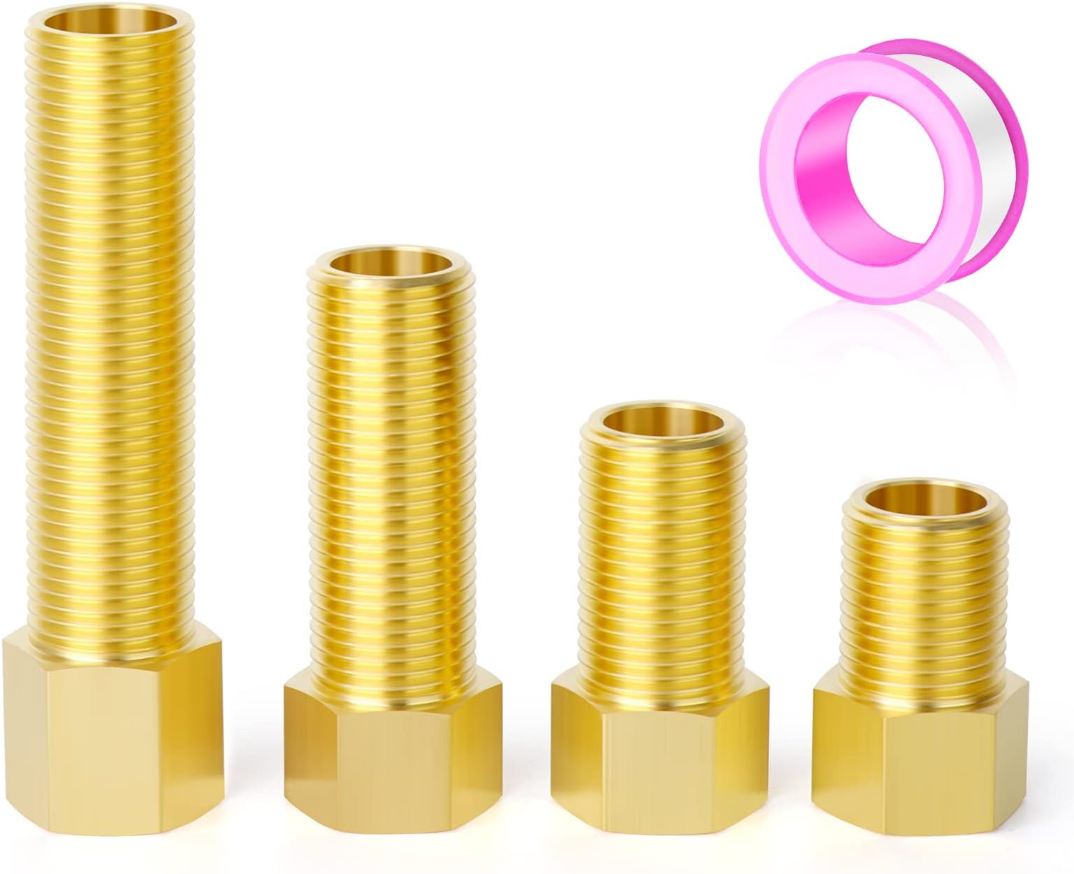 Amazon.com: 1/2" Brass Pipe Extension Fitting, 1/2" Female to 1/2" Male ...