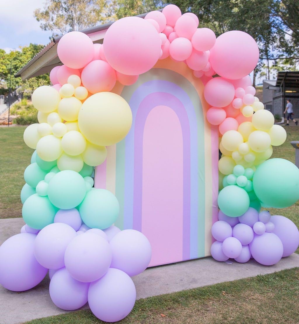 Flyloons Purple Green Yellow Pink Pastel Balloons Pack of 50 for ...