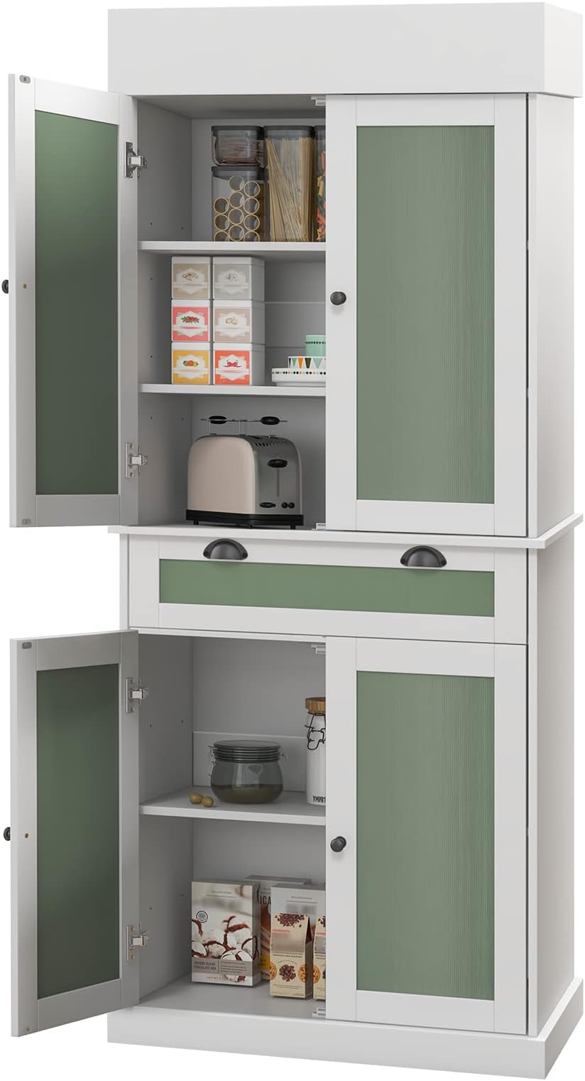 Amazon.com: LOKO 72" Kitchen Pantry Cabinet, Freestanding Cupboard ...