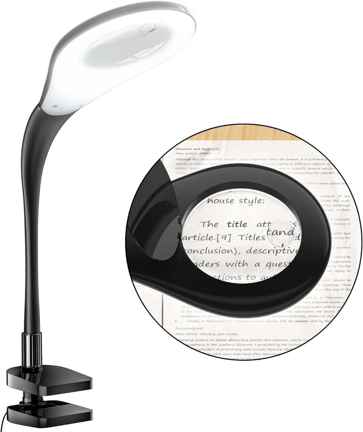 deeloop Magnifying Glass with Light, Flexible Gooseneck 3X&5X Glass ...