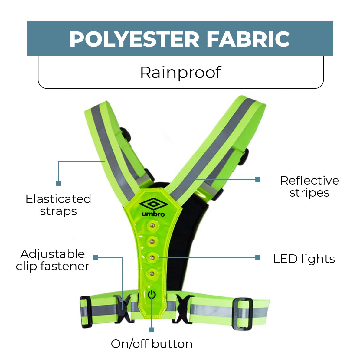 Umbro Hi Vis Running Vest – High Vis Running Reflective Vest – Running ...