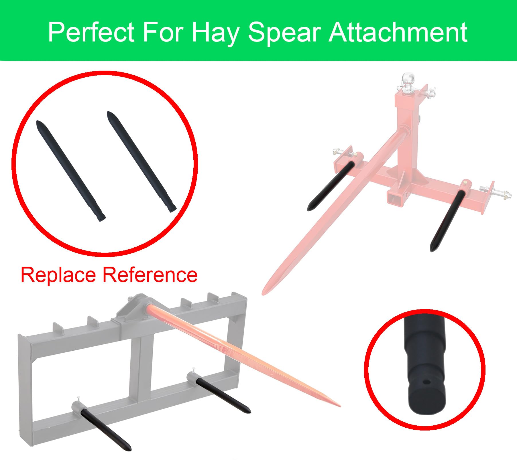 Snapklik.com : 17.5" Stabilizer Hay Bale Spear Without SleevesBlack ...