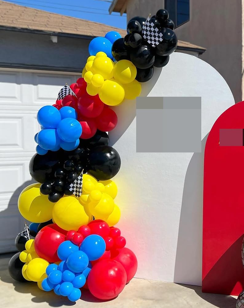 Amazon.com: semayzugo 100PCS Racing Car Balloons Garland Arch- Red Blue ...