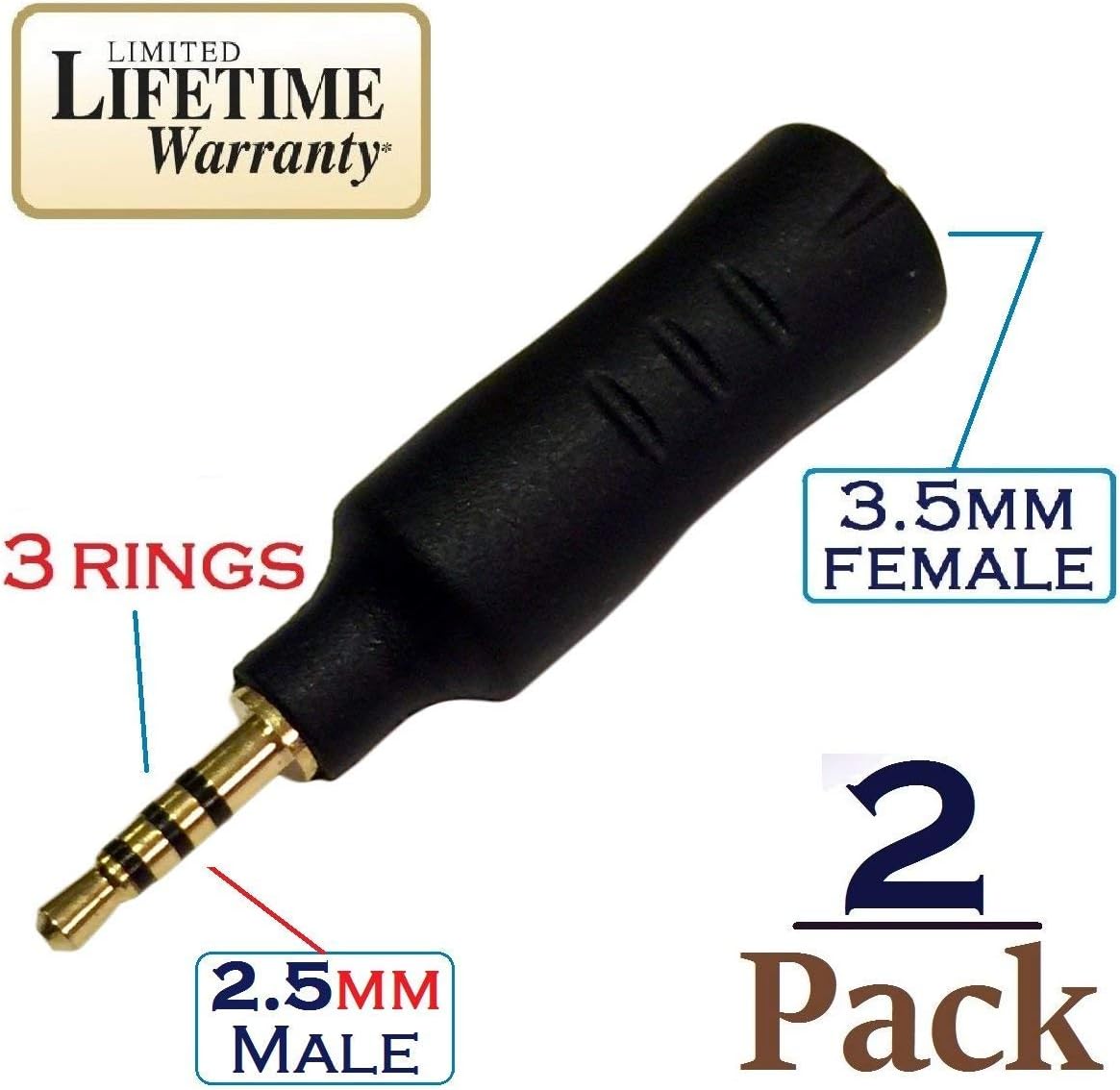 Amazon.com: Josi Minea x 2 Pcs 2.5mm Male to 3.5mm Female Audio Adapter ...