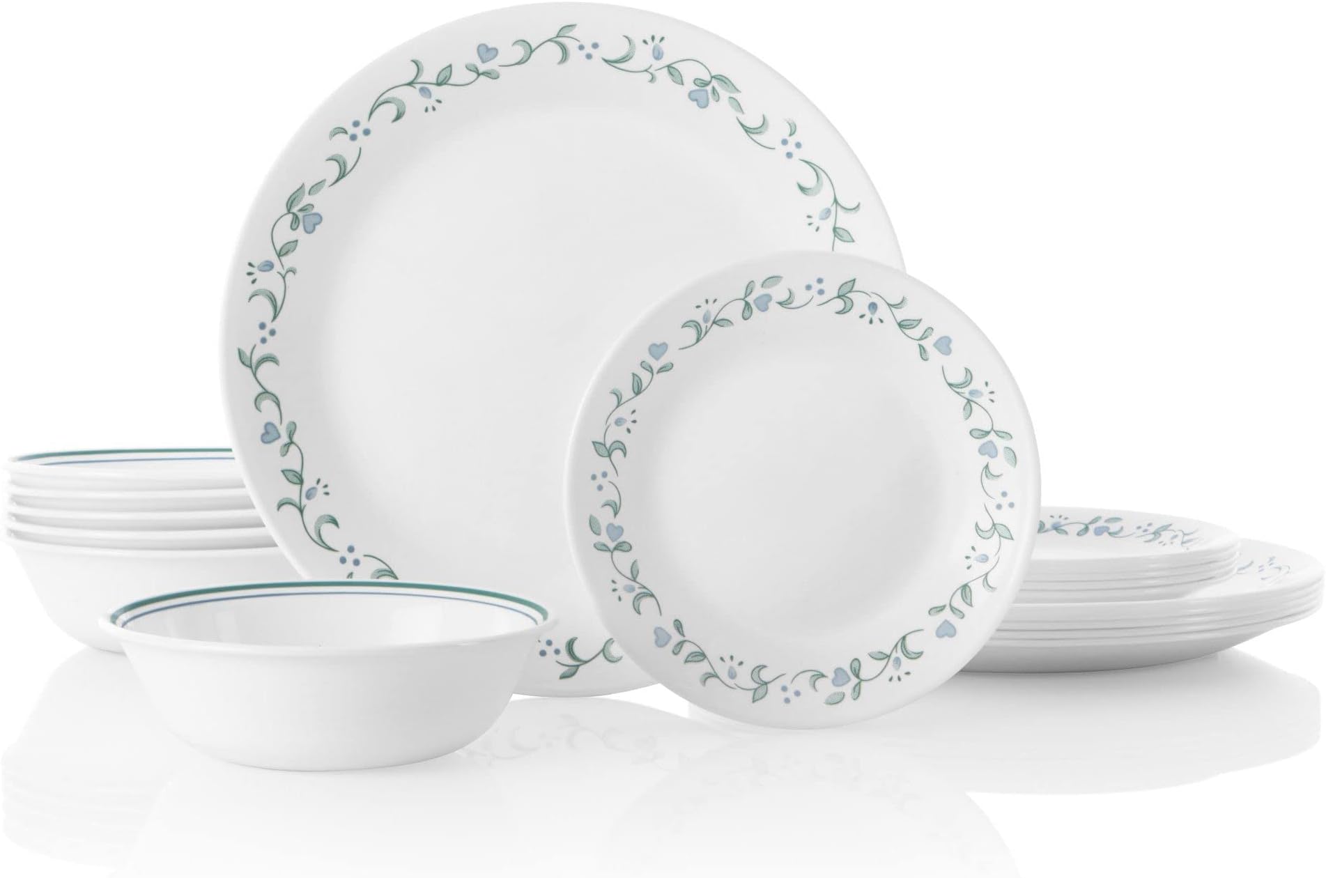 Amazon.com: Corelle 12-Piece Vitrelle Misty Leaves Chip and Break ...