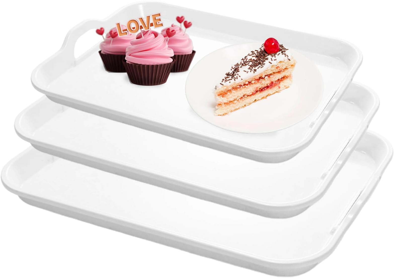 Amazon.com | KAQAHIDO Large Melamine Serving Trays for Eating, 17.5’’ x ...