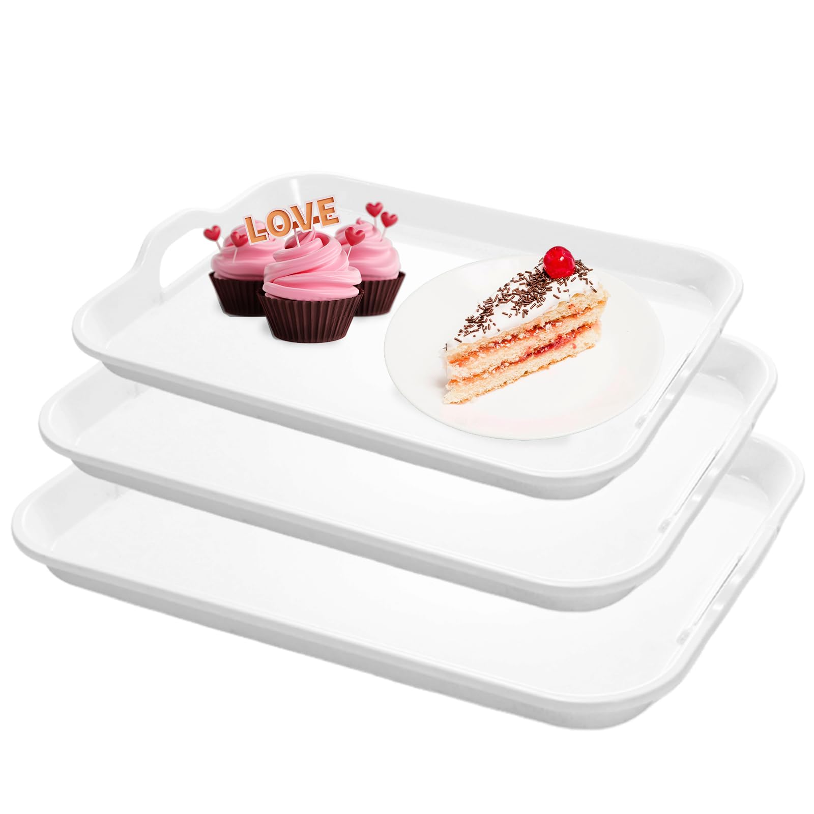 Amazon.com | YOUEON 3 Pack White Large Melamine Serving Tray with ...