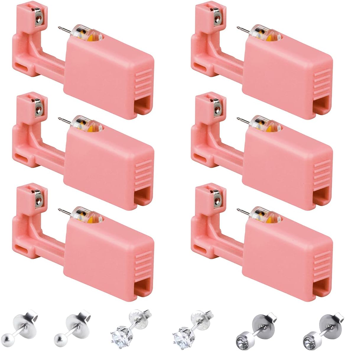 6 Pack Self Ear Piercing Gun Earring Disposable Ear Stud Gun Kit ...