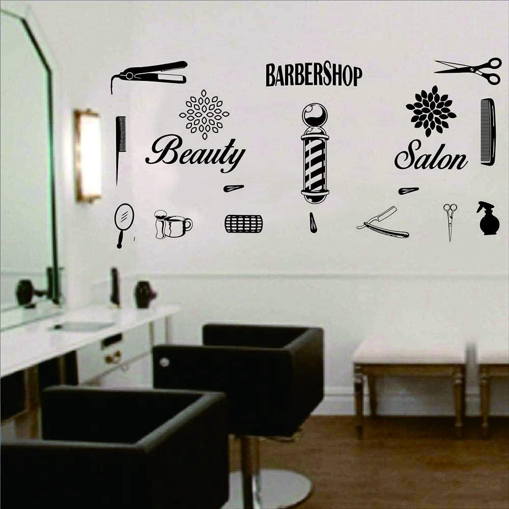 Juego de calcomanías de pared para peluquería y peluquería, juego de ...