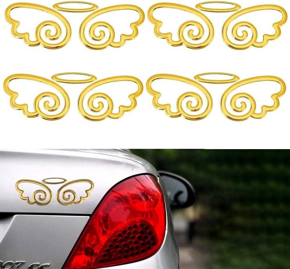 Amazon.com - 4 Pcs 3D PVC Angel Wings Car Decals, Self-Adhesive Angel ...