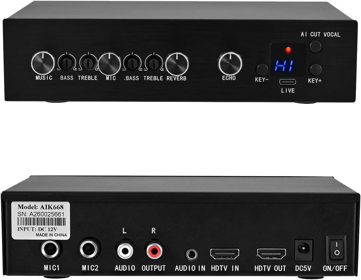 Amazon.com: Karaoke Mixer System Machine-Aik668,AI Vocal Remover,Pitch ...