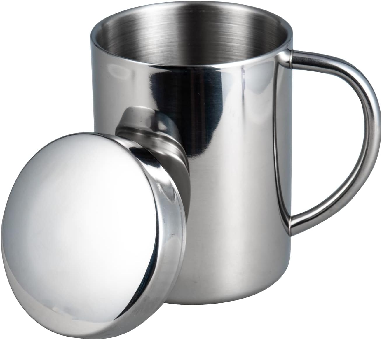 Stainless Steel Coffee Mug with Lid, Set of 2 - Premium Double Wall ...