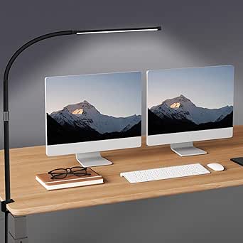 Aascending and Descending LED Desk lamp with Clamp, Eye-Caring Clip on ...