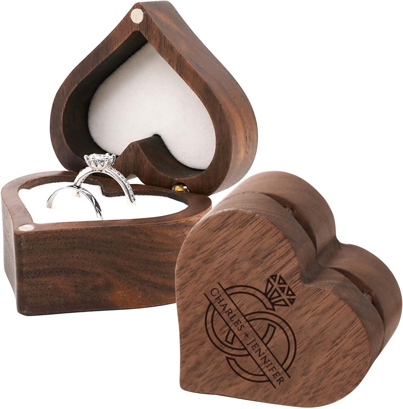 Amazon.com: LOFART Custom Wooden Ring Box Personalized Wedding Ring Box ...