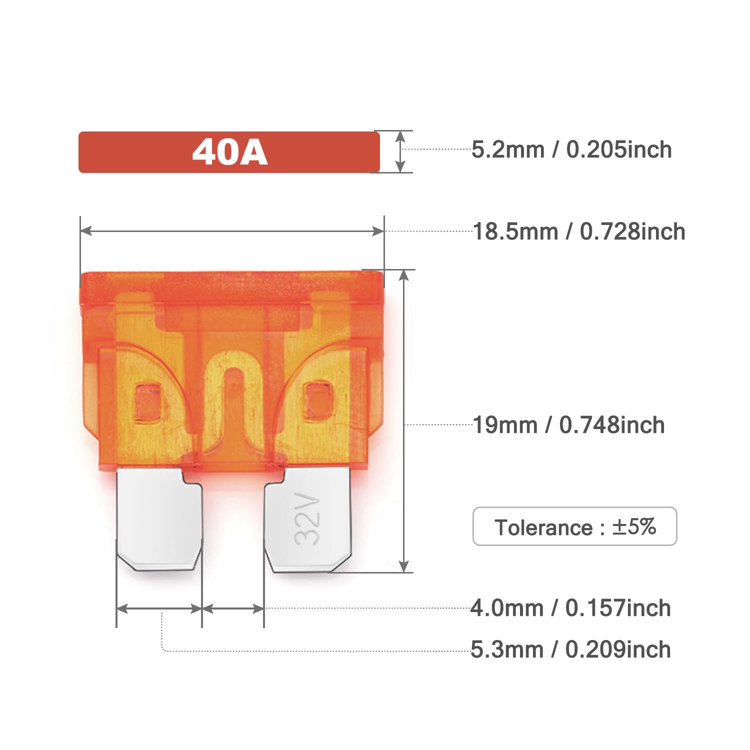 Snapklik.com : Chanzon UL Listed 40A Standard Blade Fuse ATC/ATO/APR 40 ...