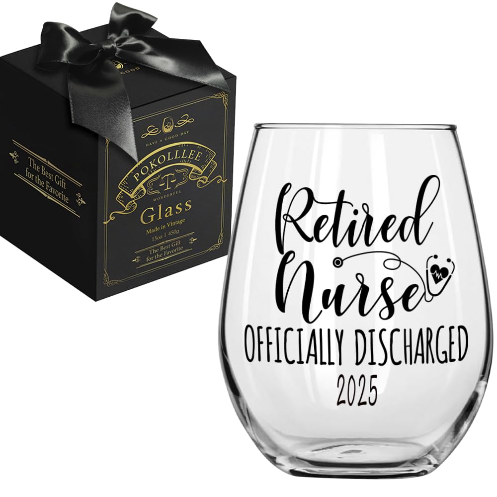 Amazon.com | Pokolllee 2025 Retirement Wine Glass Gifts for Nurse ...