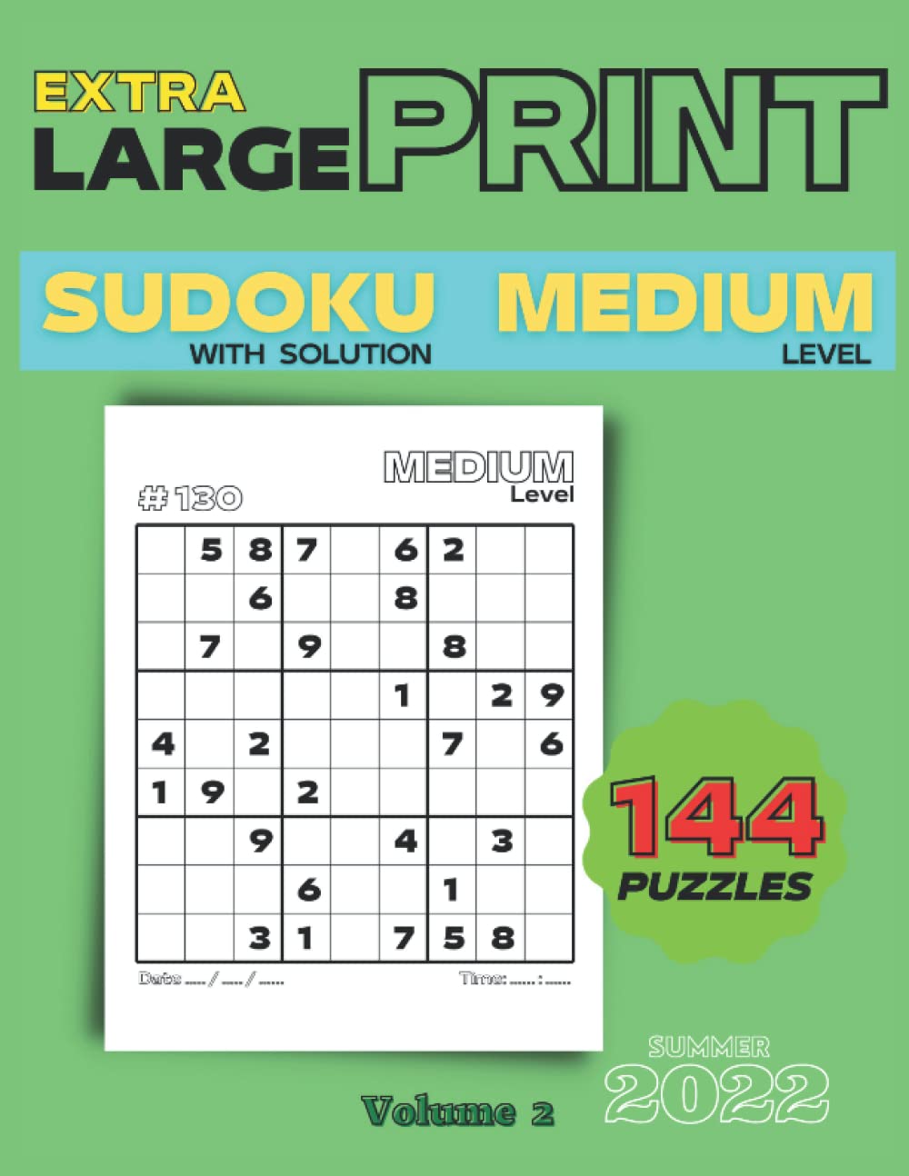 Extra Large Print Sudoku Puzzle Book for Adults: 144 Medium Level ...