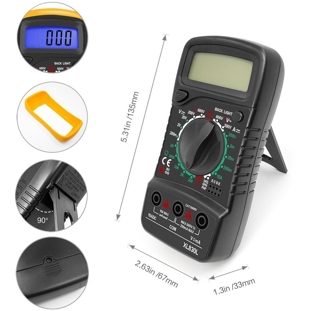 Digital Multimeter Battery Circuit Tester Voltmeter DC AC Voltage ...